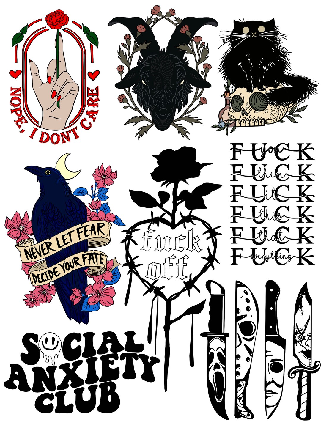 Demon Girl Vibes Sticker Pack, Witch Dark Academia Sticker Pack. Witch ...