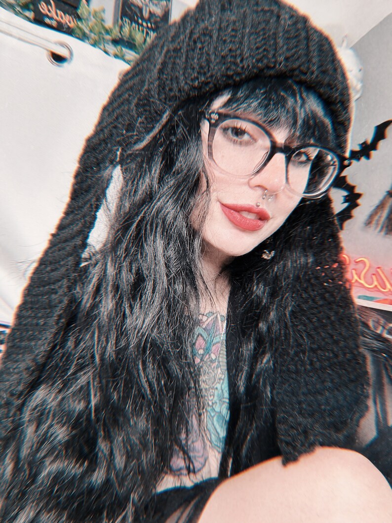 Spooky Bunny Beanie, Bunny Ears Crochet Beanie, Knitting Hat, Cat Ears ...