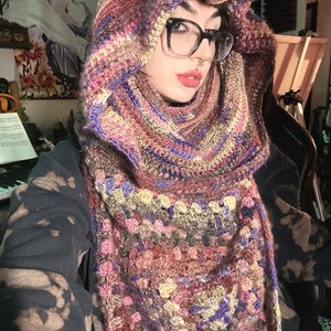 Sugar Plum Fairy Hooded Crochet Cowl, Crochet Hooded Scarf, XL Extra ...
