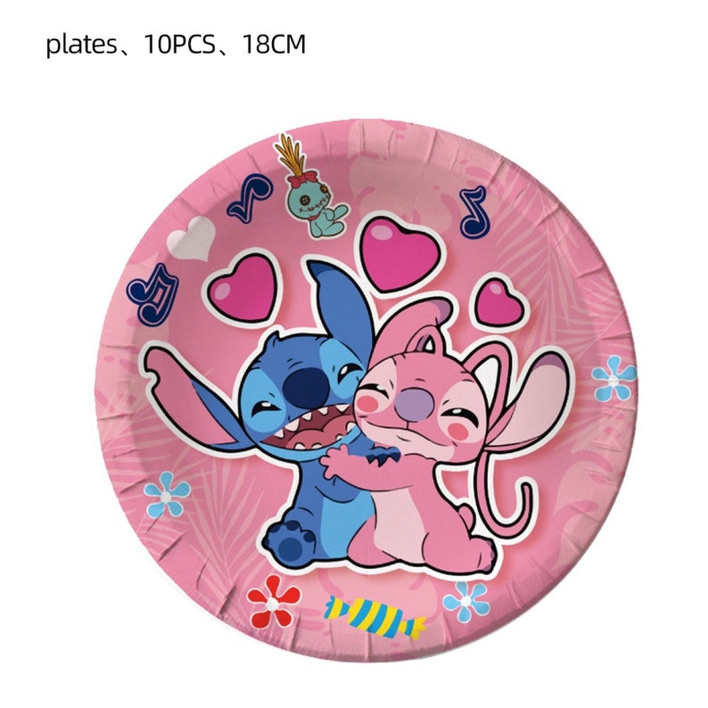 Pink Lilo & Stitch Disposable Tableware Birthday Party Decoration Paper ...