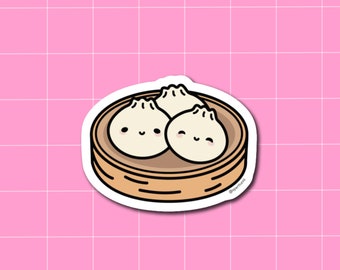 Cute Happy Dim Sum Vinyl Sticker Kawaii Dumpling Decal Gift Asian ...