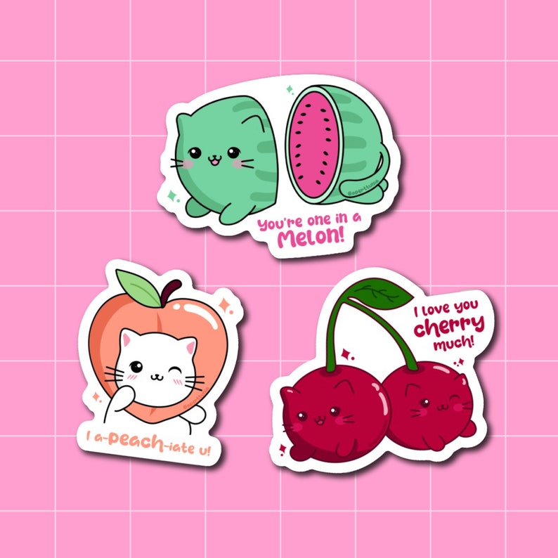 Cat Fruit Stickers - Etsy