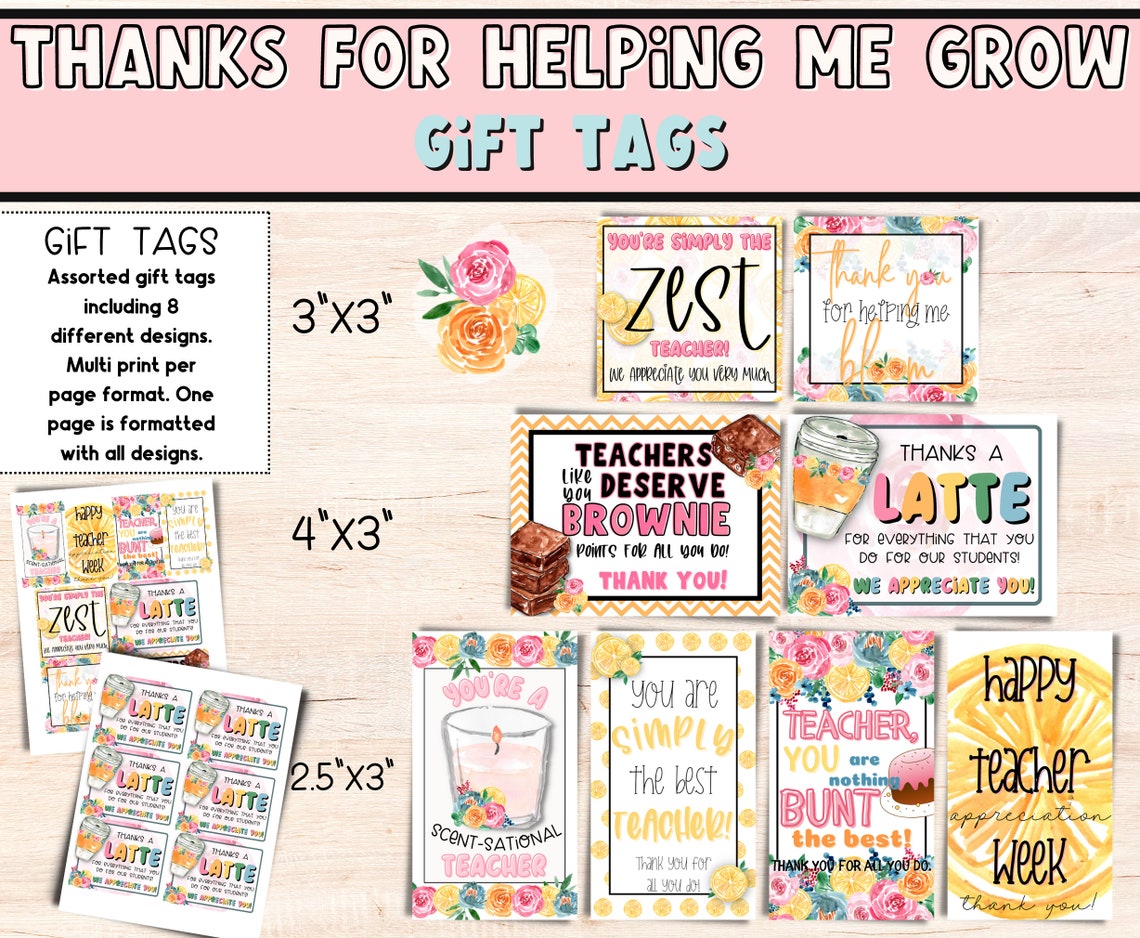 Teacher Appreciation Week Printable Editable Floral Grow Bloom Bundle ...