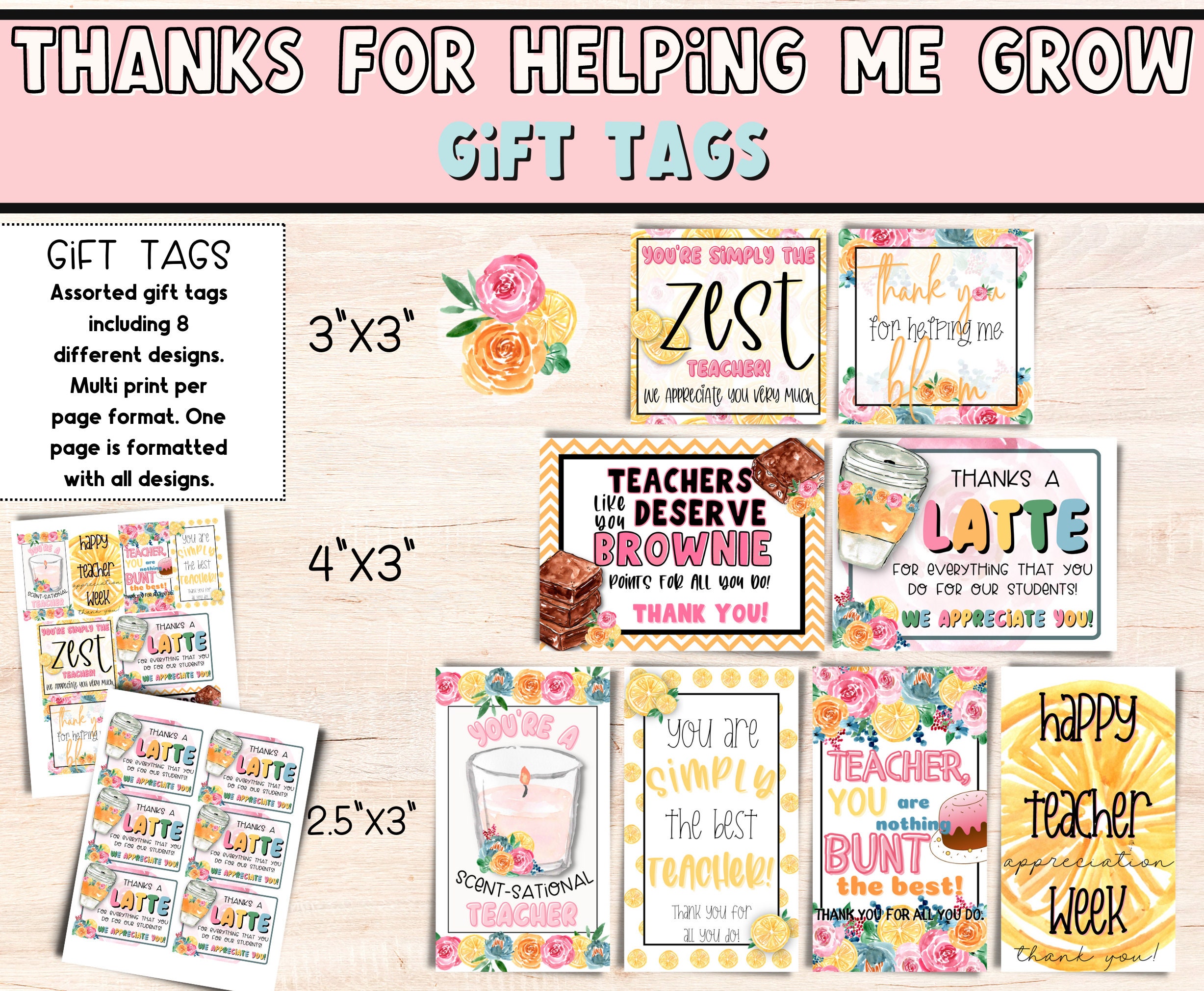 Teacher Appreciation Week Printable Editable Floral Grow Bloom Bundle ...