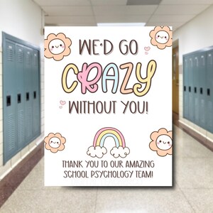 Cute School Psychologist Appreciation Printable Sign | National School ...