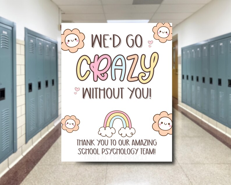 Cute School Psychologist Appreciation Printable Sign | National School ...