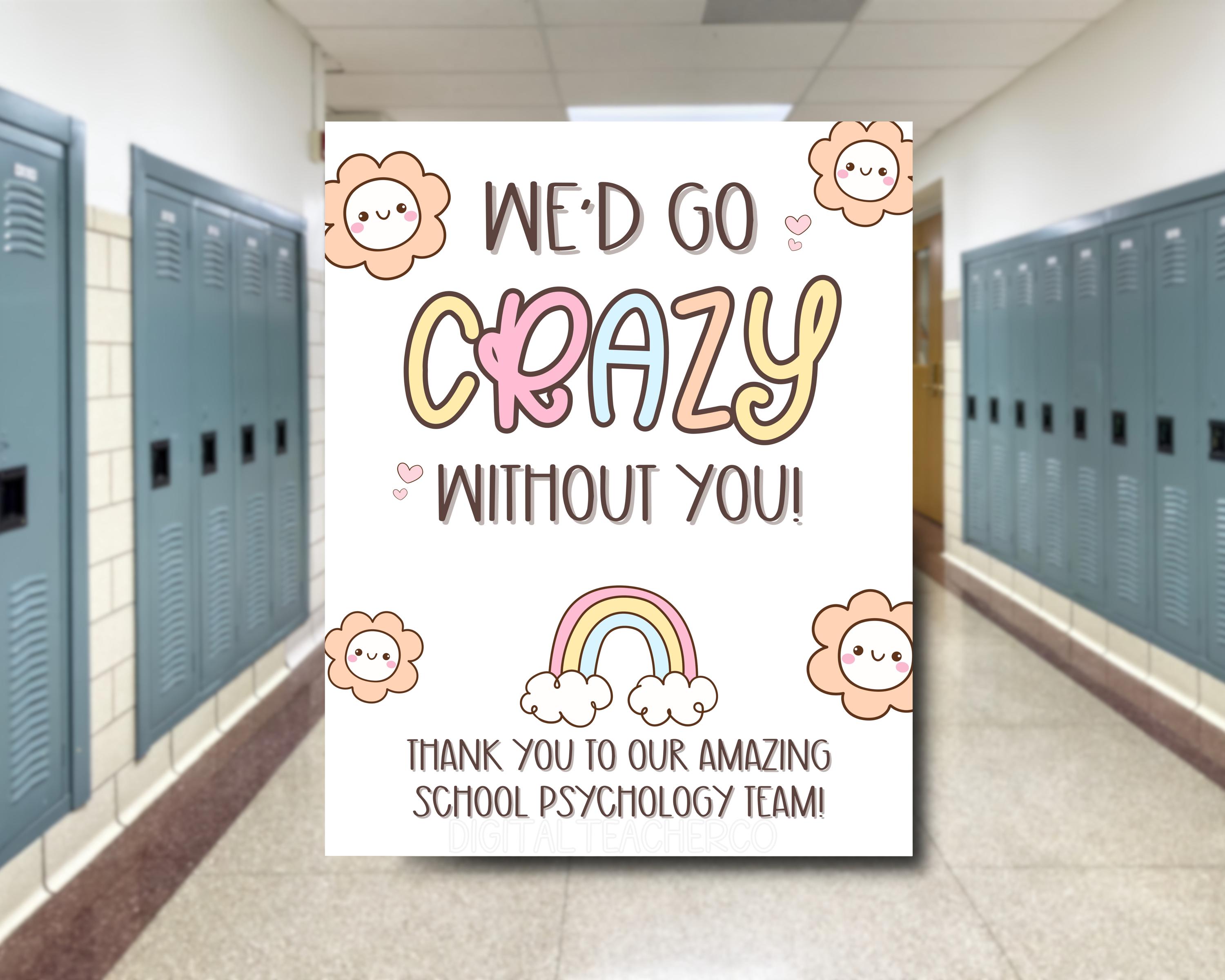 Cute School Psychologist Appreciation Printable Sign | National School ...