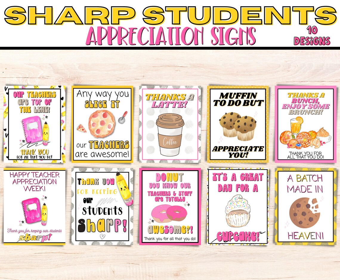 Sharp Students Teacher Appreciation Sign Bundle | Printable DIY Teacher ...