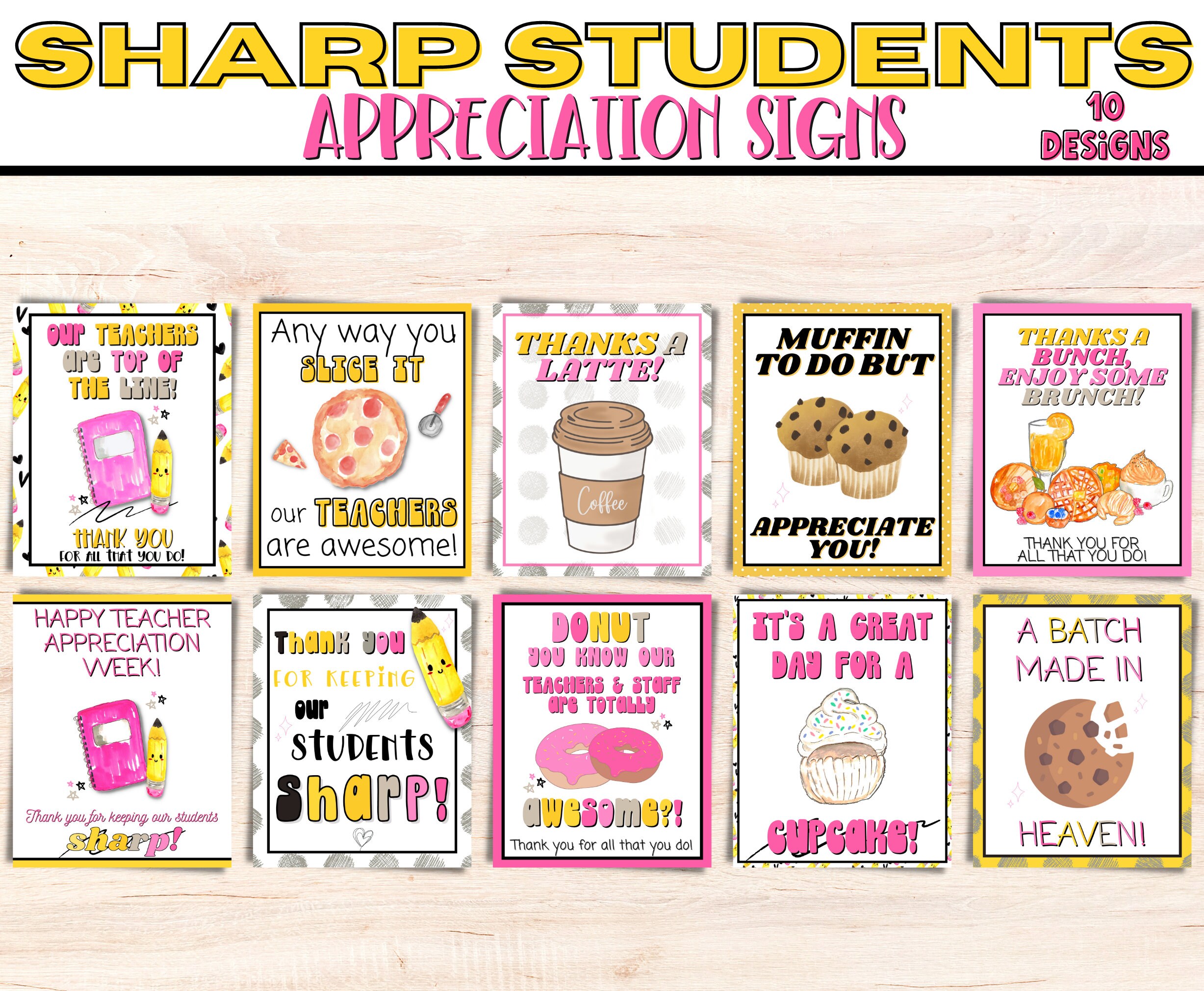 Sharp Students Teacher Appreciation Sign Bundle | Printable DIY Teacher ...