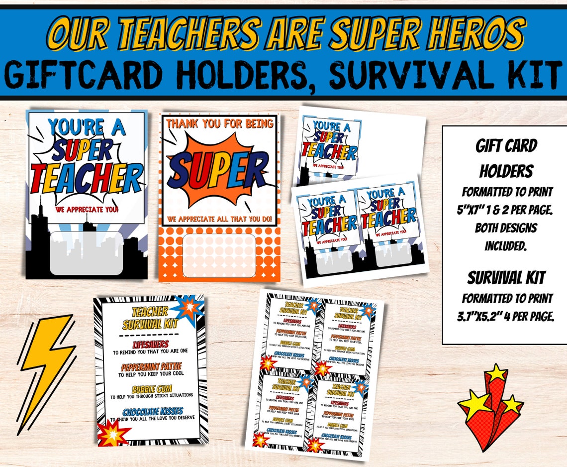 Teacher Appreciation Week Printable Editable Super Hero Comic Bundle ...
