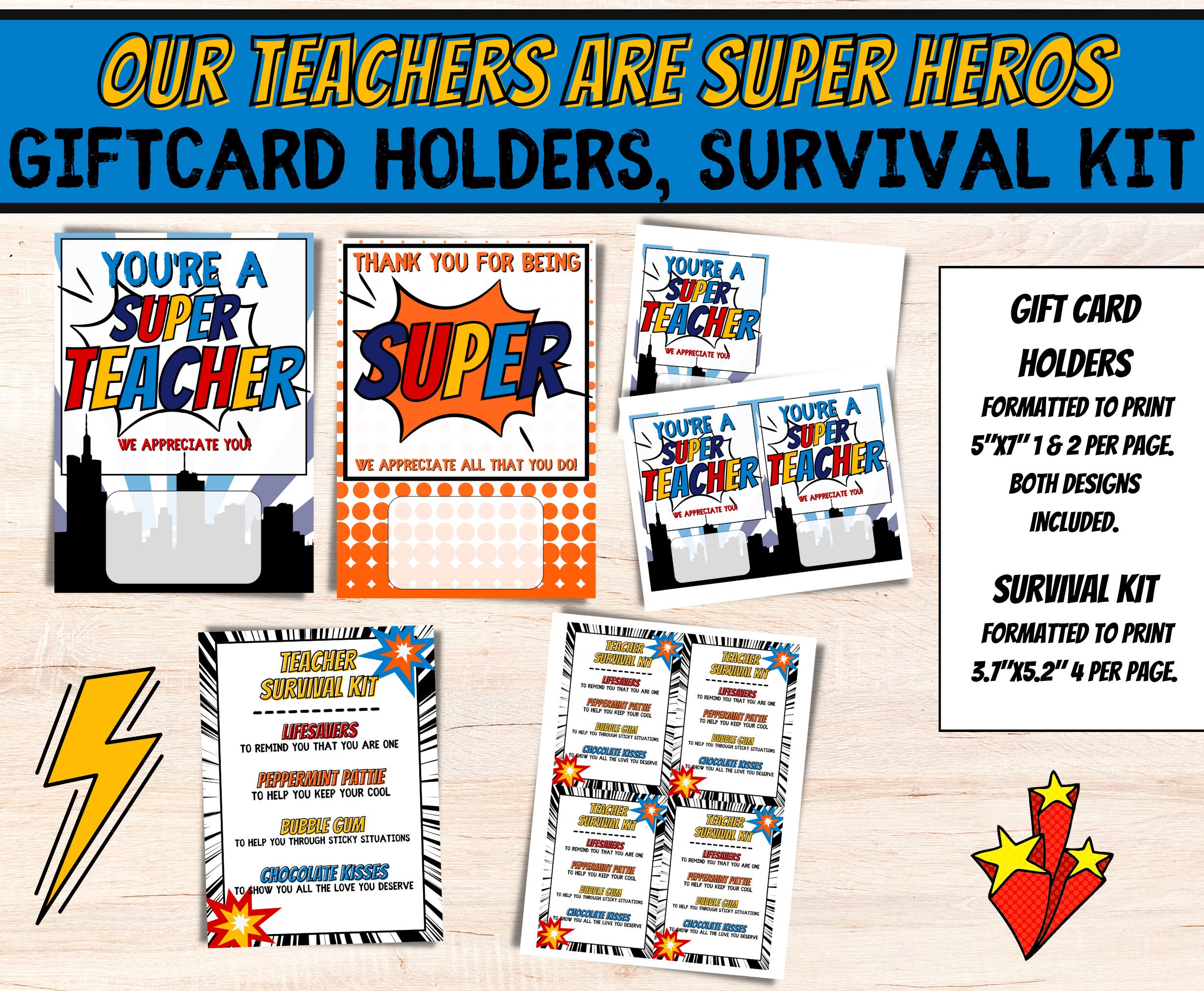 Teacher Appreciation Week Printable Editable Super Hero Comic Bundle ...