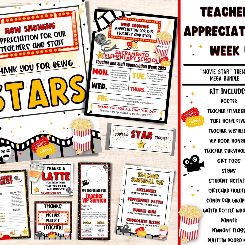 Hollywood Teacher Sign - Etsy