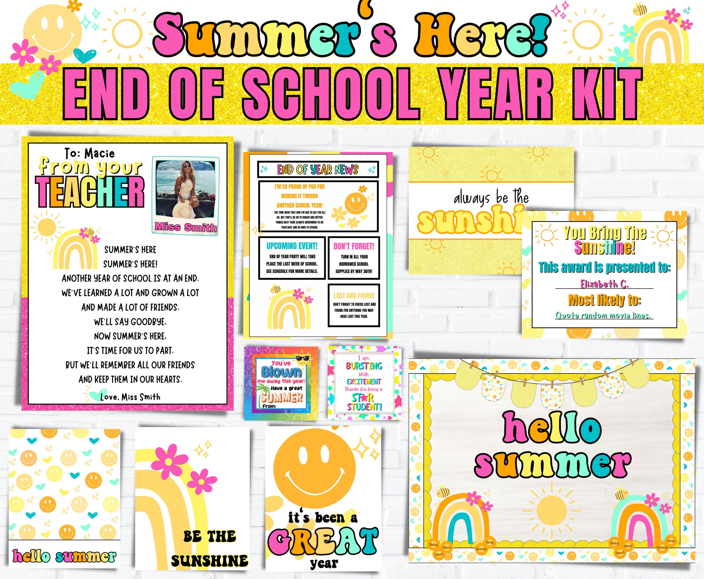 Bright Summer End of School Year Kit | Teacher Kit | Preschool Diploma ...