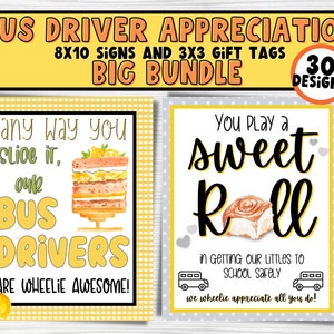Bus Driver Appreciation Sign and Tag Bundle | Bus Driver Safety Week ...