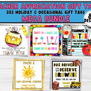 School STAFF & TEACHER Appreciation Gift Tag Bundle Printable Tags for ...