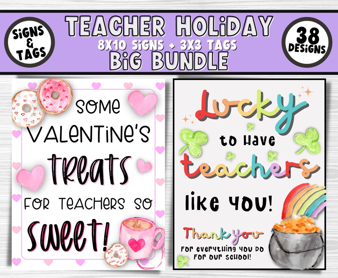HOLIDAY TEACHER Appreciation Sign and Gift Tag Bundle - Etsy