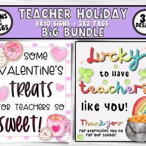 HOLIDAY TEACHER Appreciation Sign and Gift Tag Bundle - Etsy