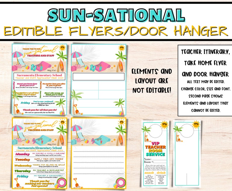 Editable Sun-sational Teacher Appreciation Week Printable Bundle ...