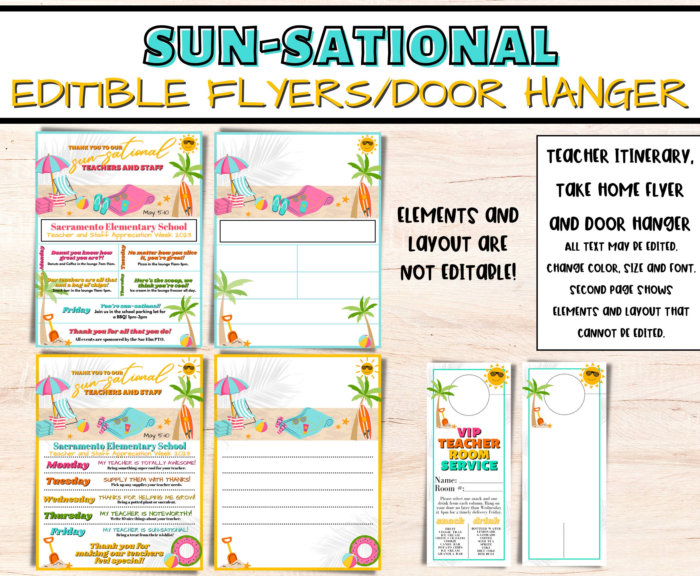 Editable Sun-sational Teacher Appreciation Week Printable Bundle ...
