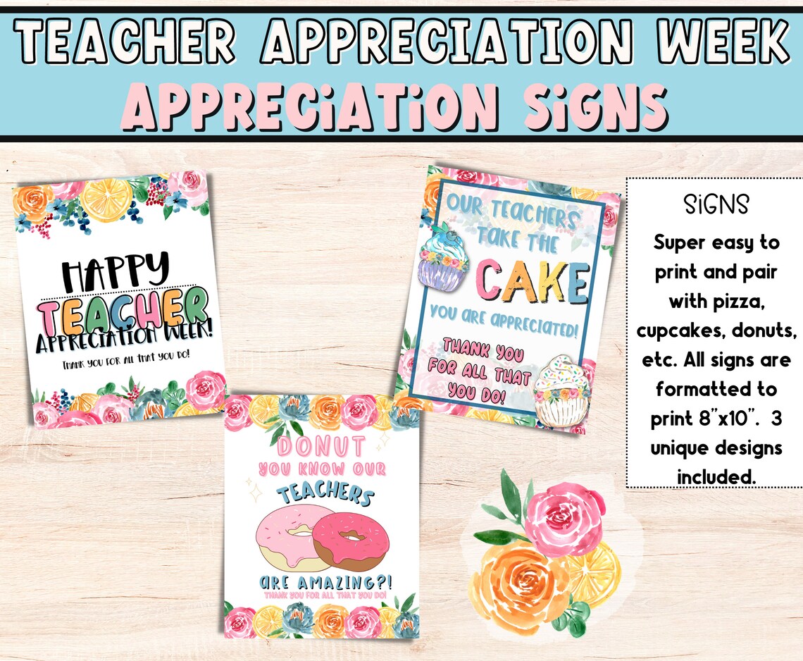 Teacher Appreciation Week Printable Editable Floral Grow Bloom Mini ...
