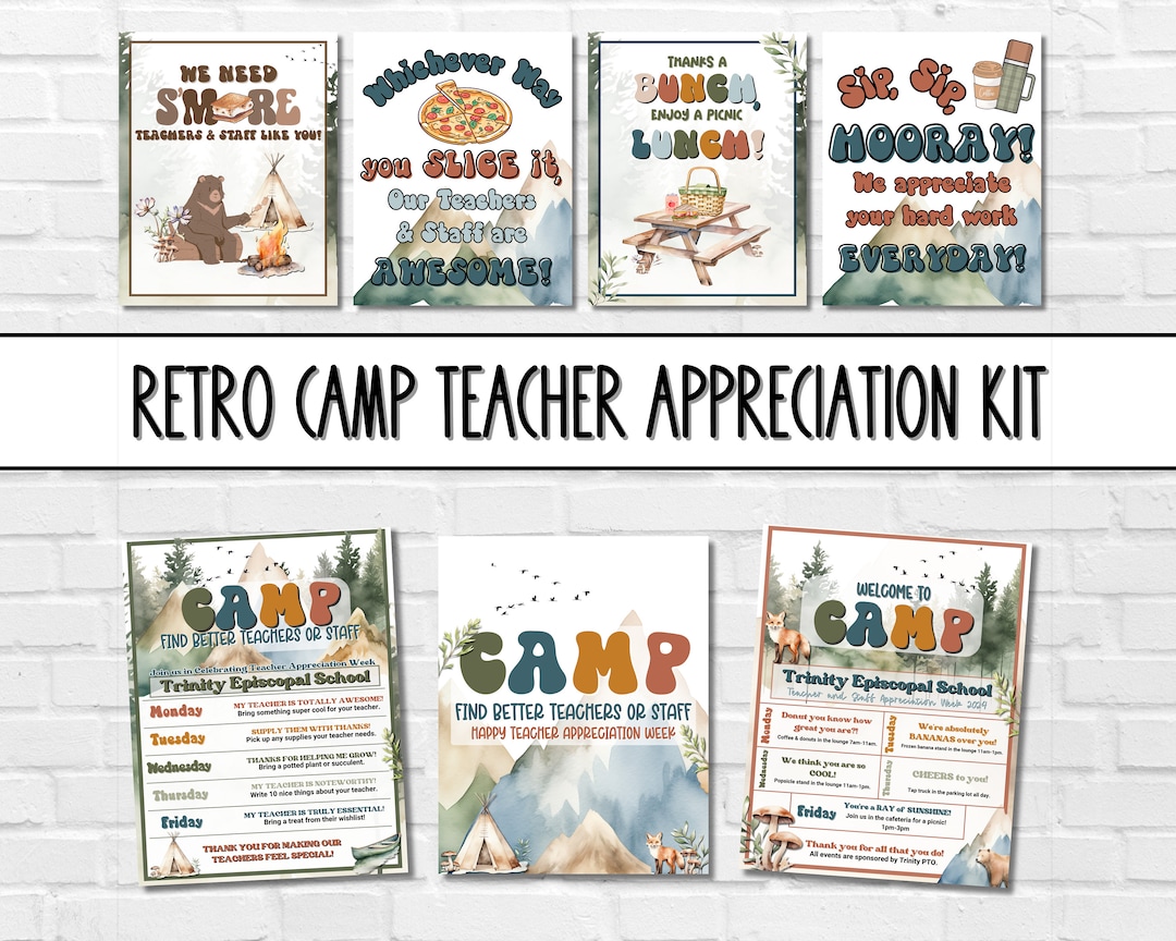 Retro Camp Teacher Appreciation Week Itinerary & Printable Bundle ...