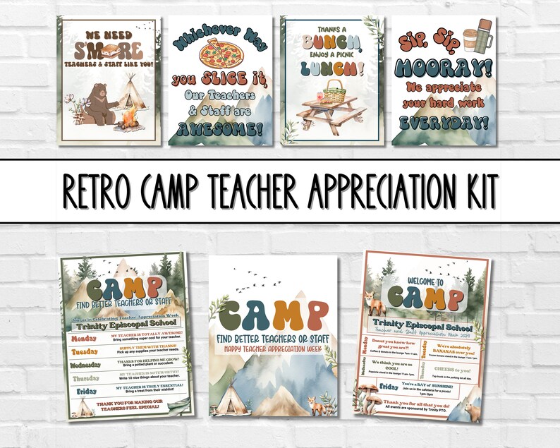 Retro Camp Teacher Appreciation Week Itinerary & Printable Bundle ...