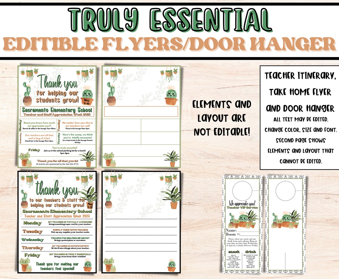 Plant Theme Help Me Grow Teacher Appreciation Week Printable Editable ...