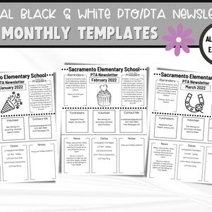 Yearly PTO PTA EDITABLE Newsletter Template for School. Parent Teacher ...