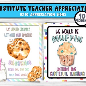Substitute Teacher and Appreciation Sign Bundle | Thank a Substitute ...