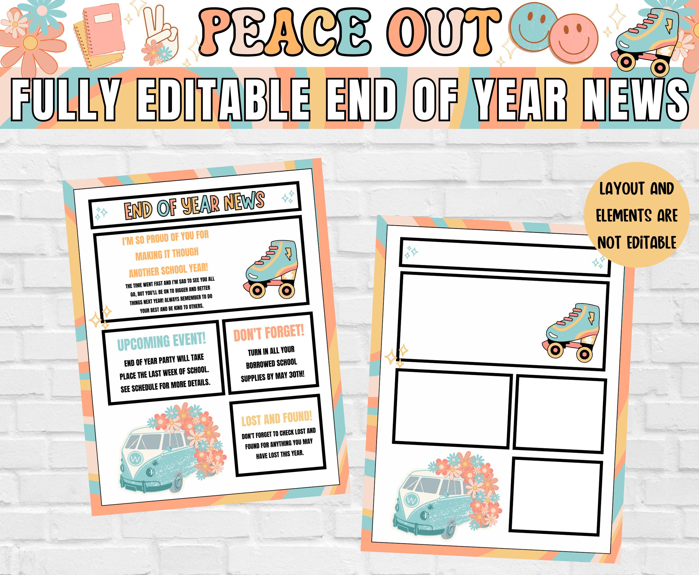 Groovy Summer End of School Year Kit Teacher Kit Preschool Diploma DIY ...