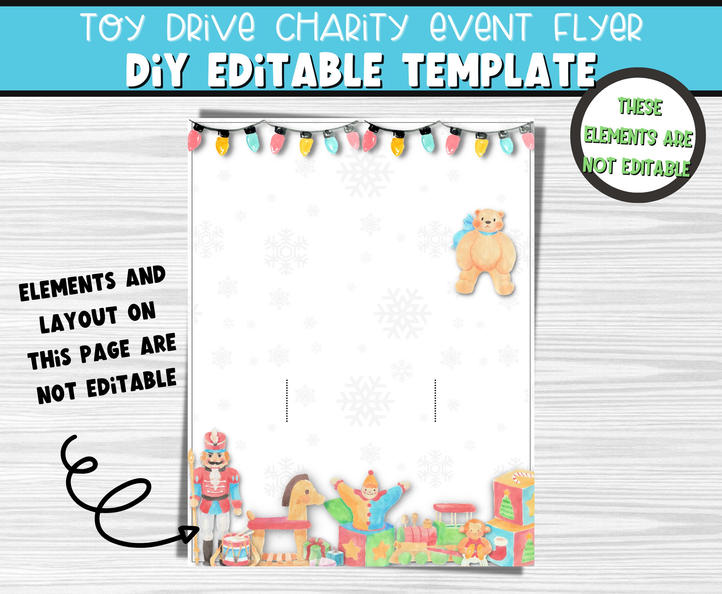 Editable Toy Drive Flyer | Holiday Toy Drive Template | Holiday Charity ...