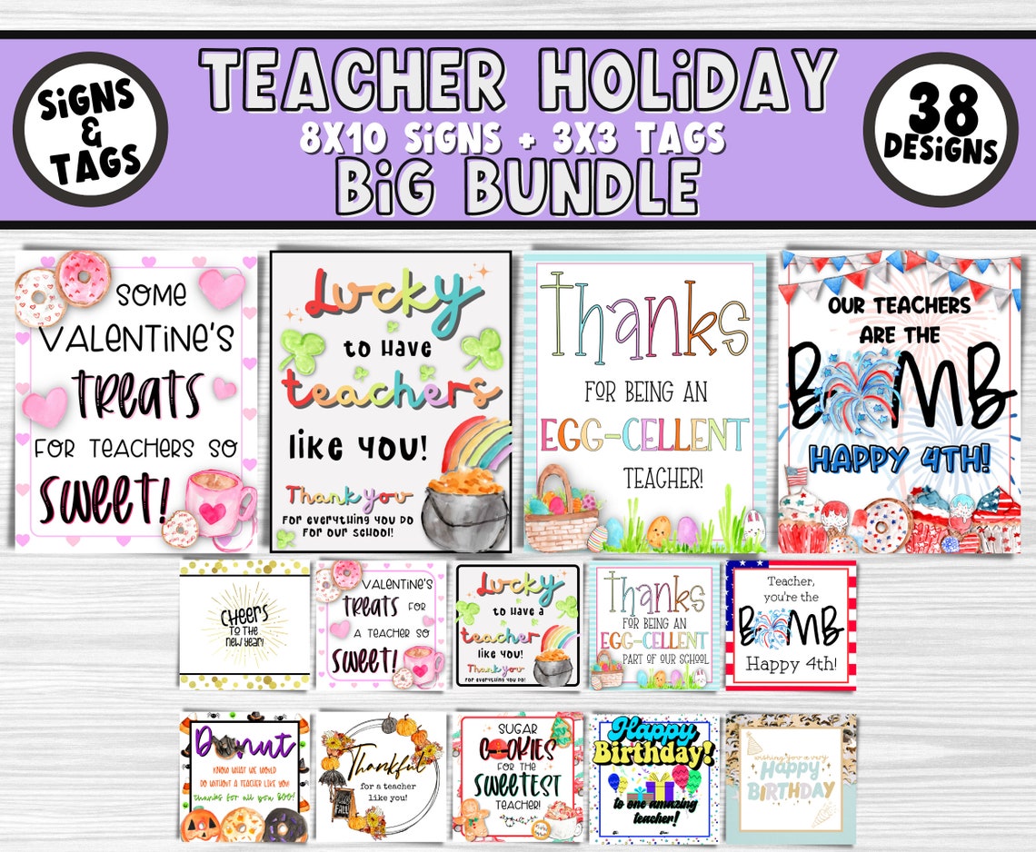 HOLIDAY TEACHER Appreciation Sign and Gift Tag Bundle - Etsy