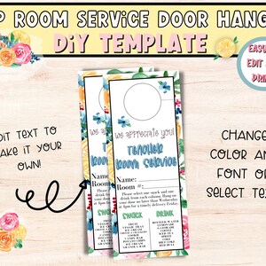 Teacher Appreciation Editable Door Hanger VIP Room Service | Printable ...