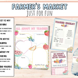 Farmer's Market Theme Teacher Appreciation Week Printable Editable ...