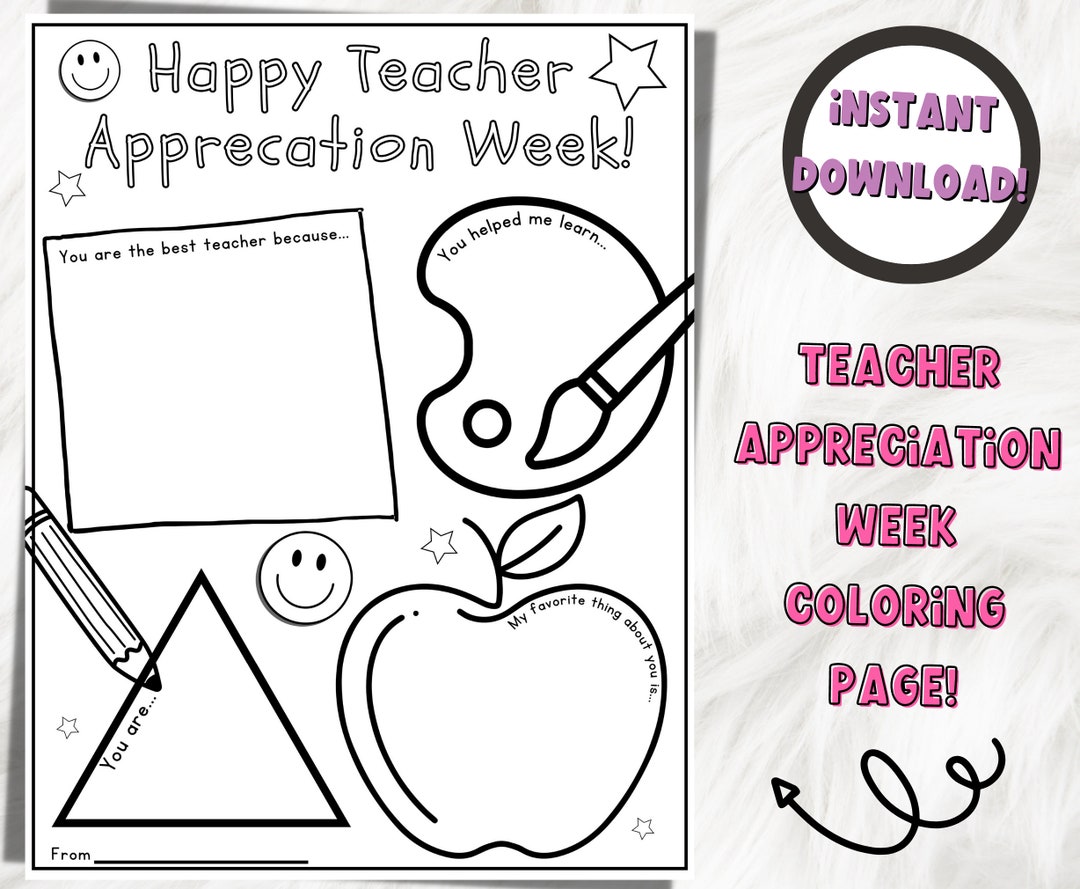 Printable Coloring Page Teacher Appreciation Week | Teacher Worksheet ...