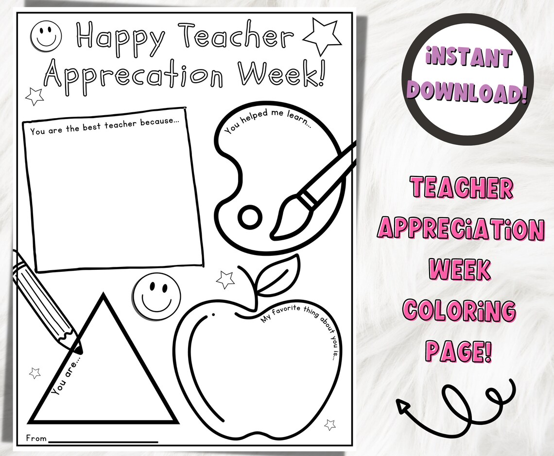 Printable Coloring Page Teacher Appreciation Week | Teacher Worksheet ...