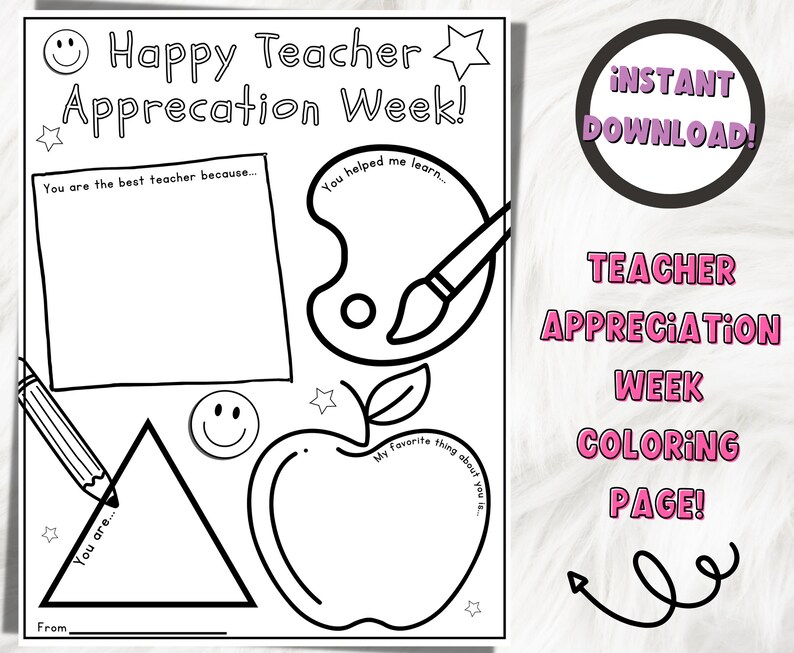 Printable Coloring Page Teacher Appreciation Week | Teacher Worksheet ...
