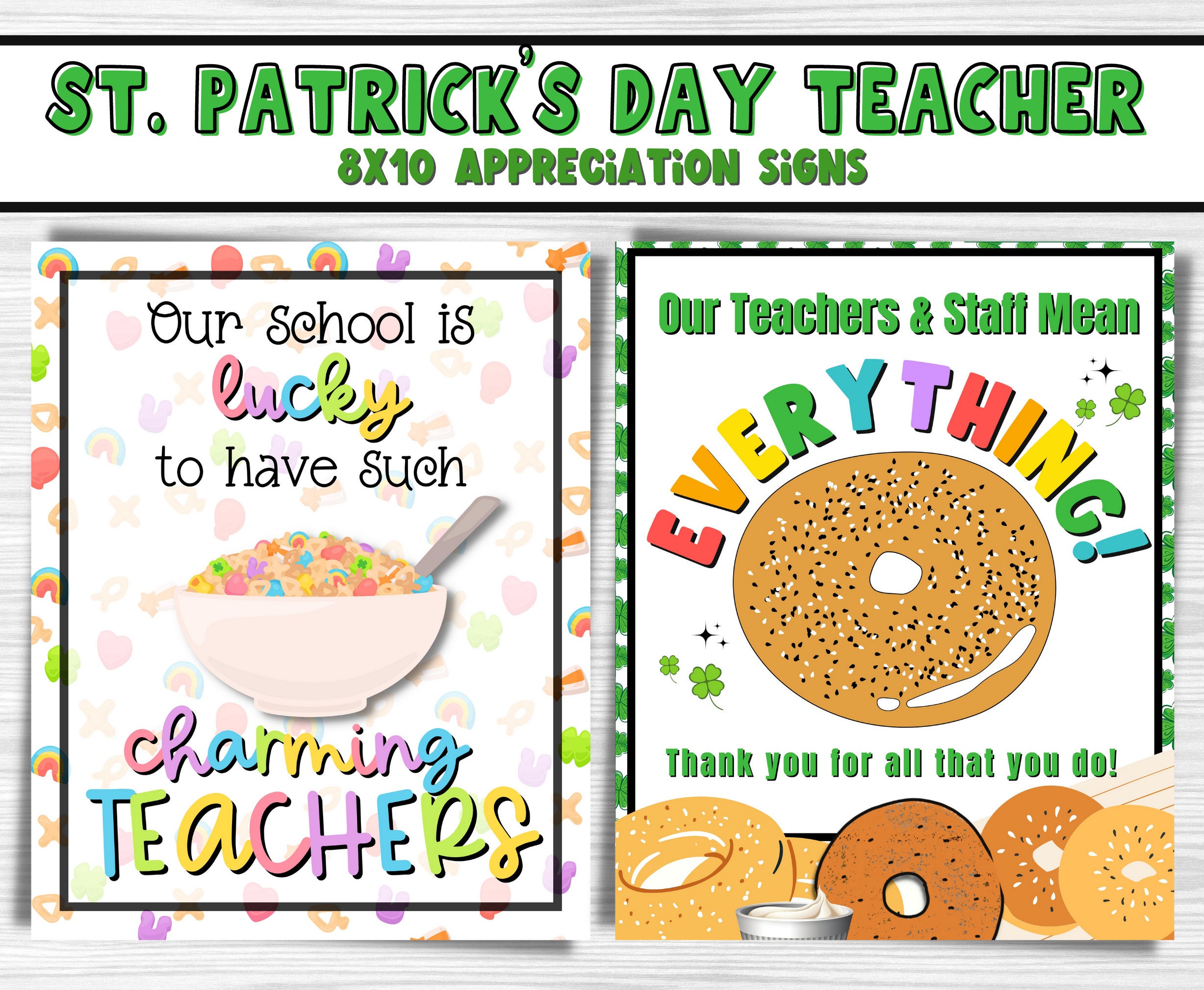 St. Patrick's Day Teacher Appreciation Sign Bundle | Thank a Teacher ...