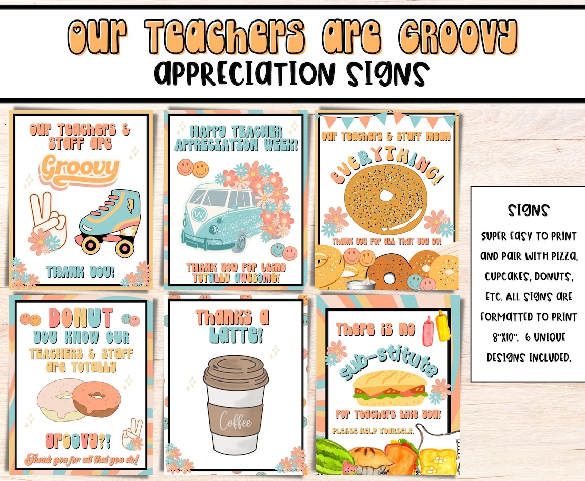 Groovy Teachers Appreciation Week Kit Teacher Appreciation - Etsy