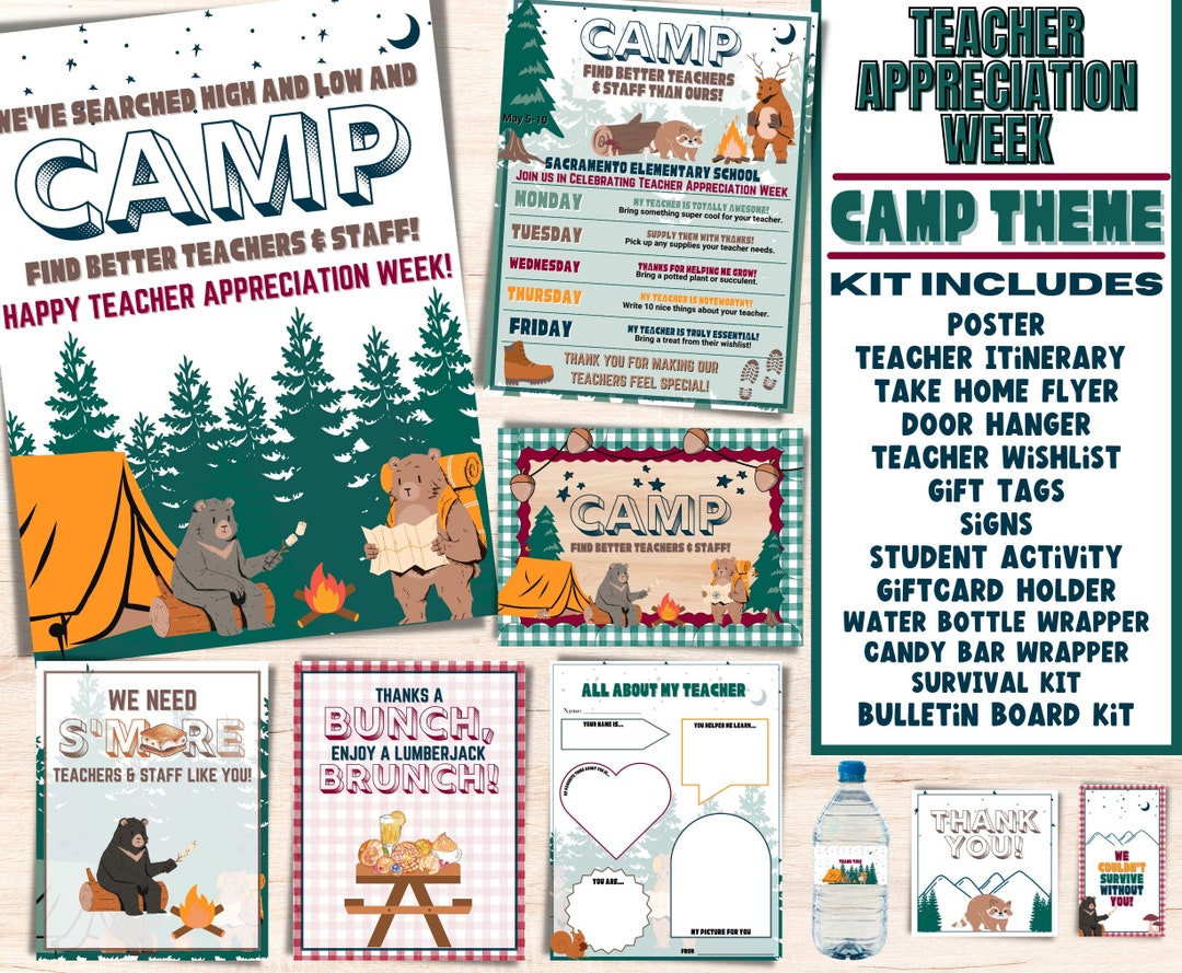 Camp Teacher Appreciation Week Itinerary & Printable Bundle | Outdoor ...