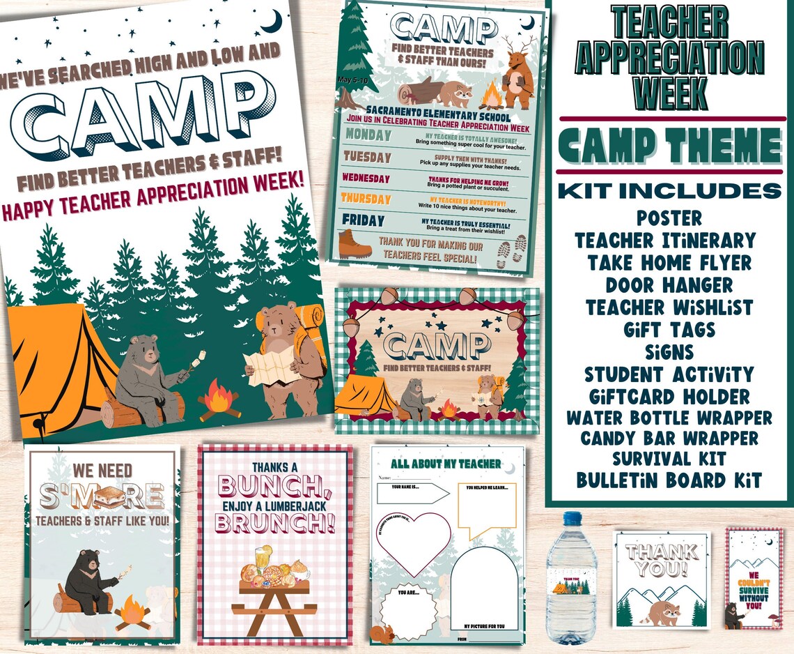 Camp Teacher Appreciation Week Itinerary & Printable Bundle | Outdoor ...