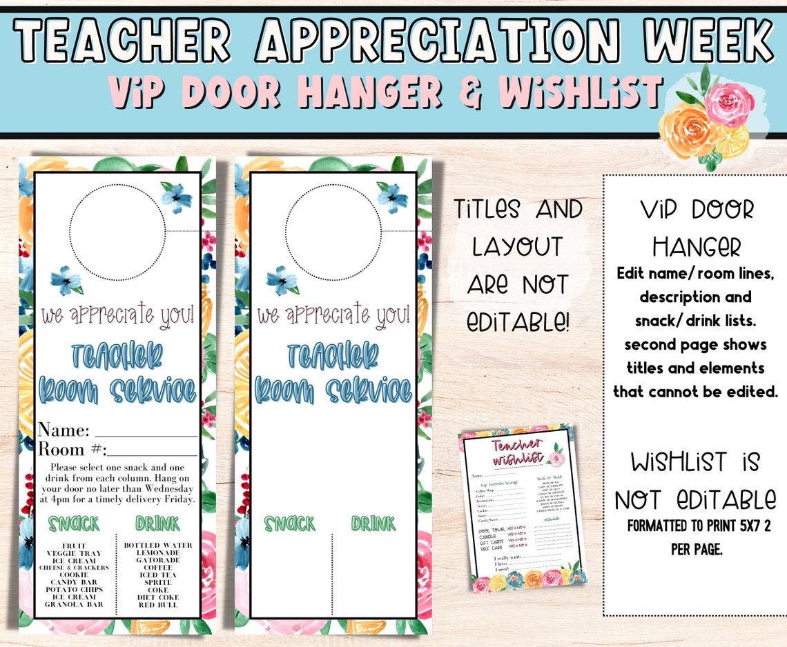 Teacher Appreciation Week Printable Editable Floral Grow Bloom Mini ...