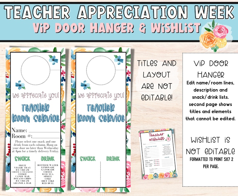 Teacher Appreciation Week Printable Editable Floral Grow Bloom Mini ...