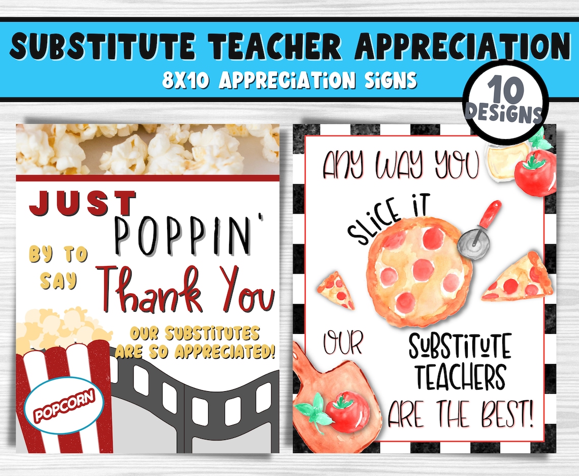 Substitute Teacher and Appreciation Sign Bundle | Thank a Substitute ...