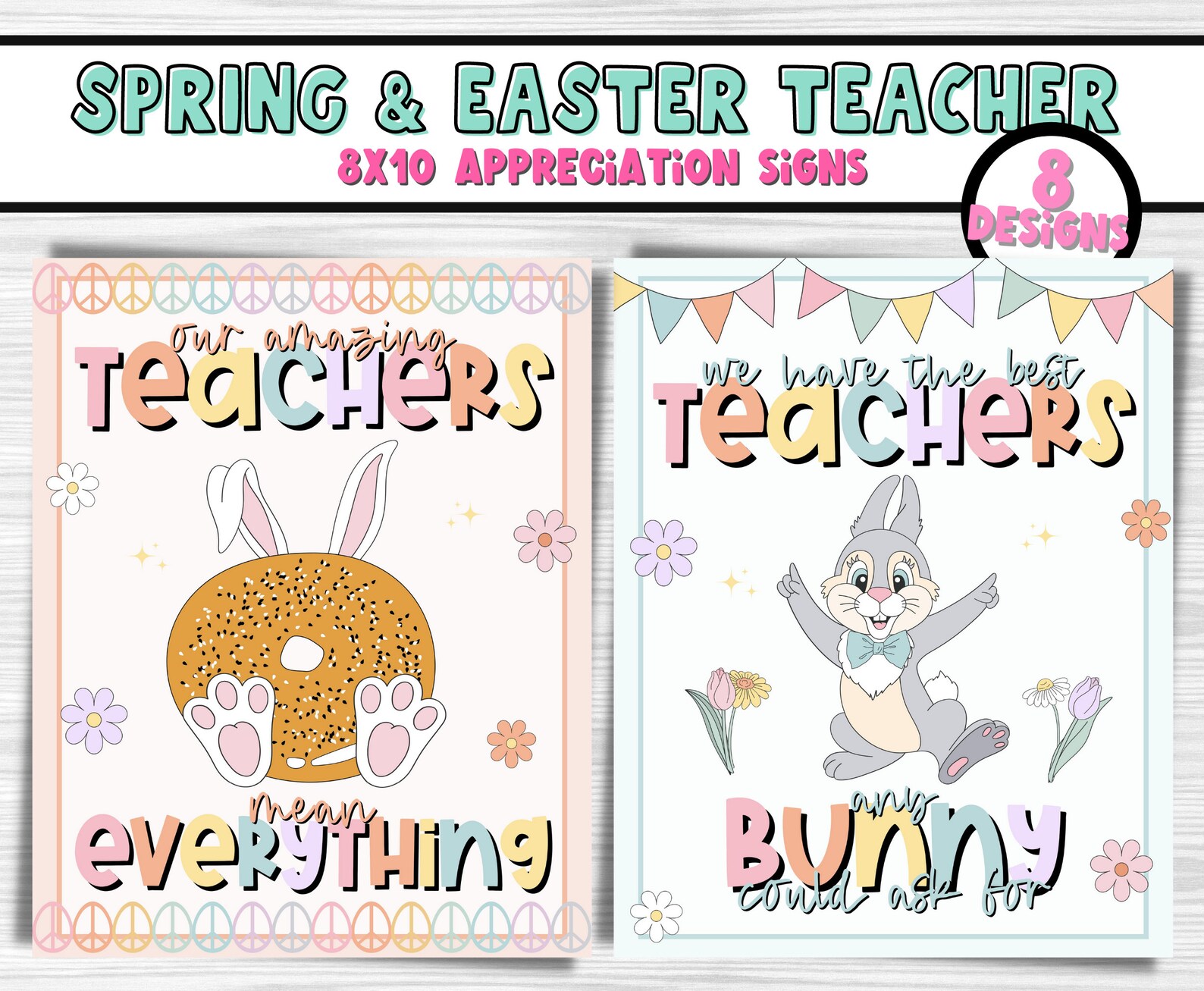 Retro Spring Teacher Appreciation Sign Bundle | Thank a Teacher ...