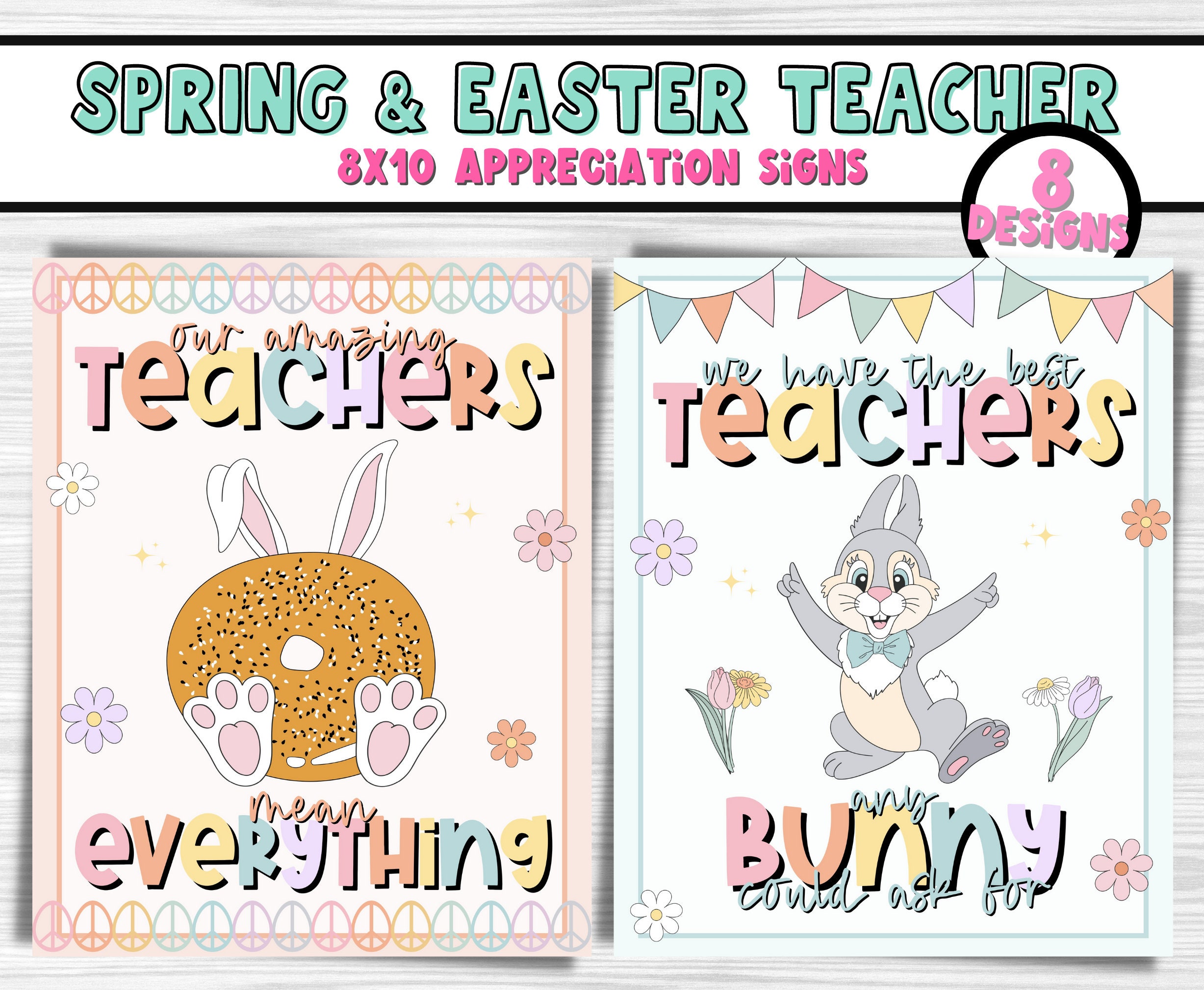 Retro Spring Teacher Appreciation Sign Bundle | Thank a Teacher ...