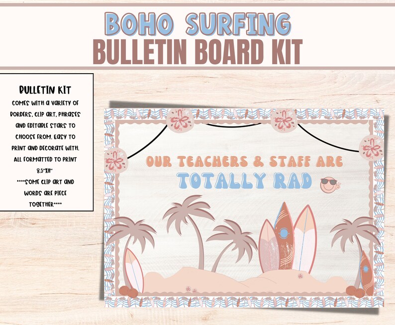 Mahalo Boho Surfing Teacher Appreciation Week Printable Editable Bundle ...