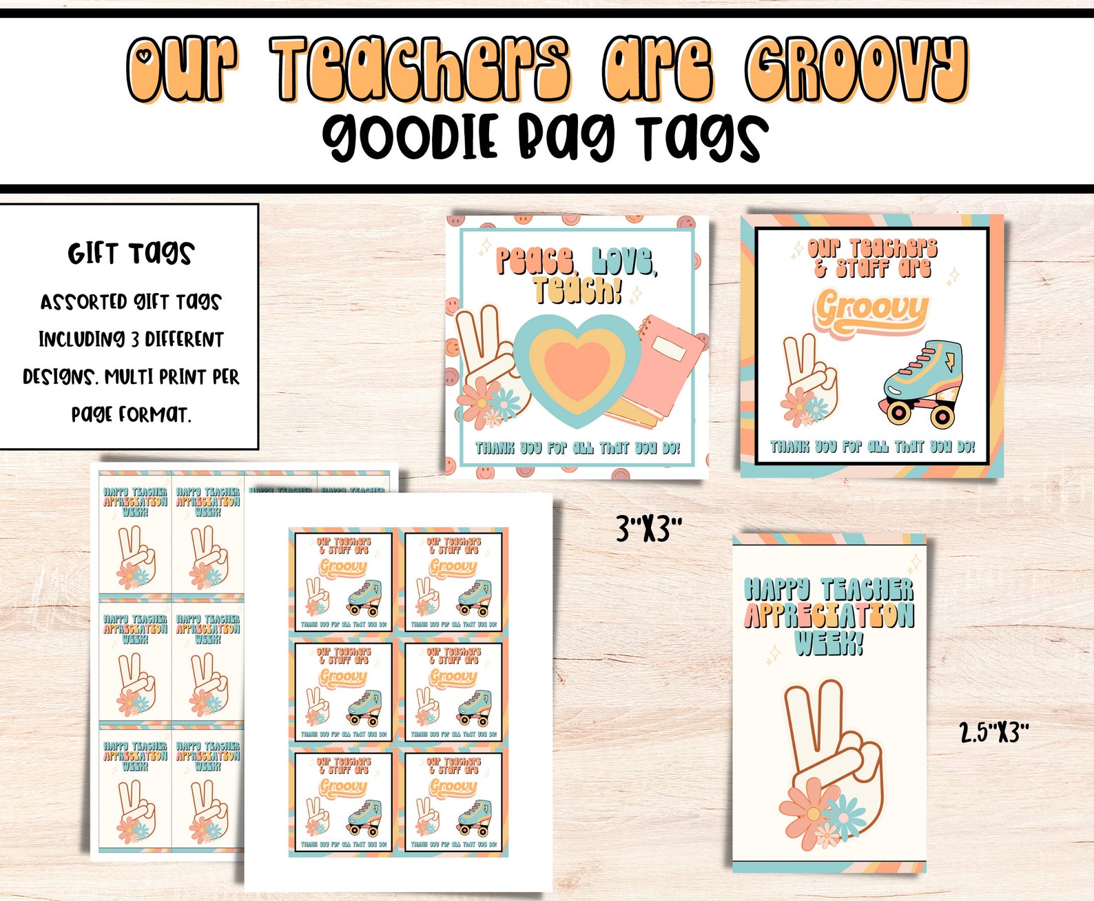 Groovy Teachers Appreciation Week Kit Teacher (Download Now) - Etsy