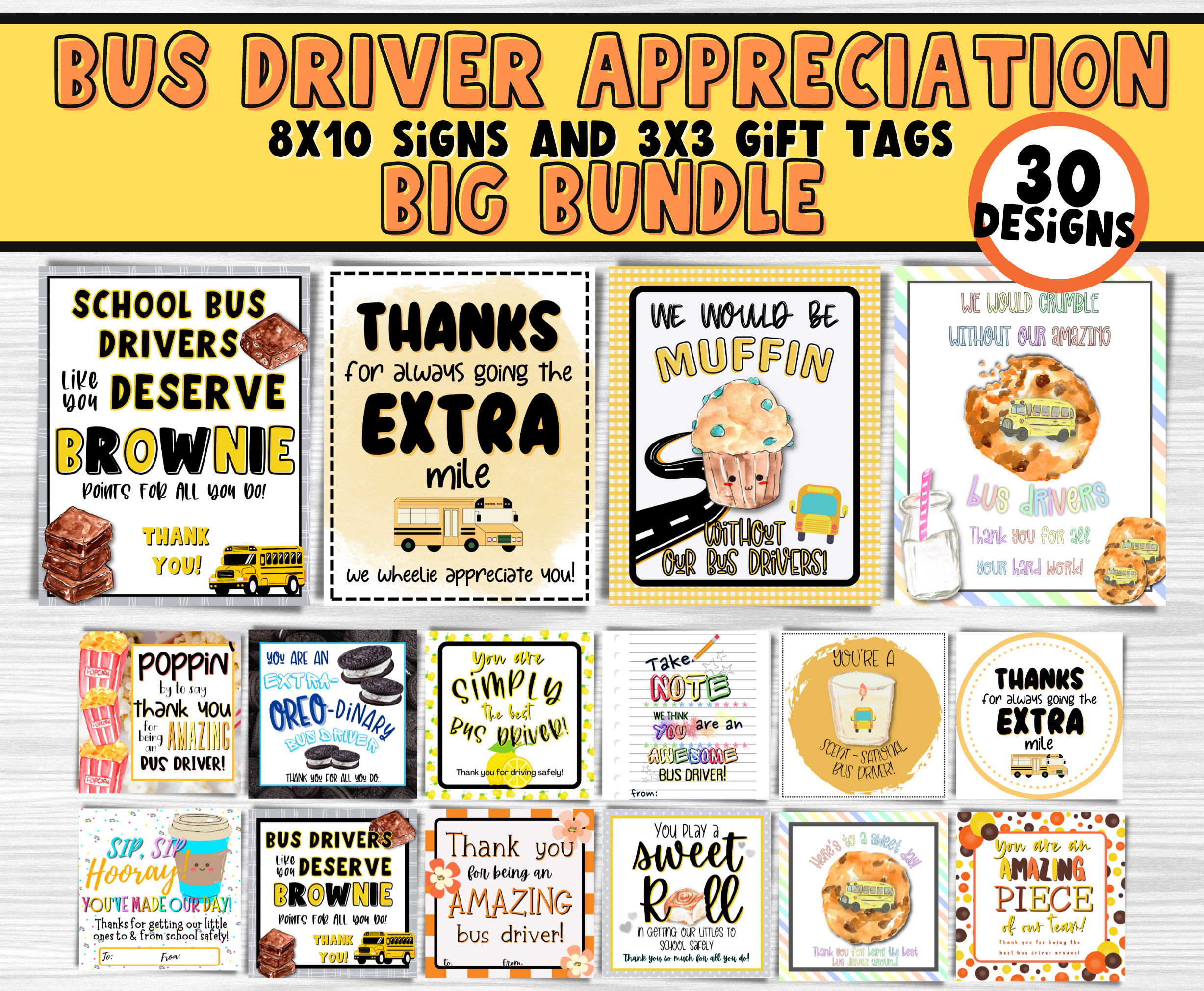 Bus Driver Appreciation Sign and Tag Bundle | Bus Driver Safety Week ...