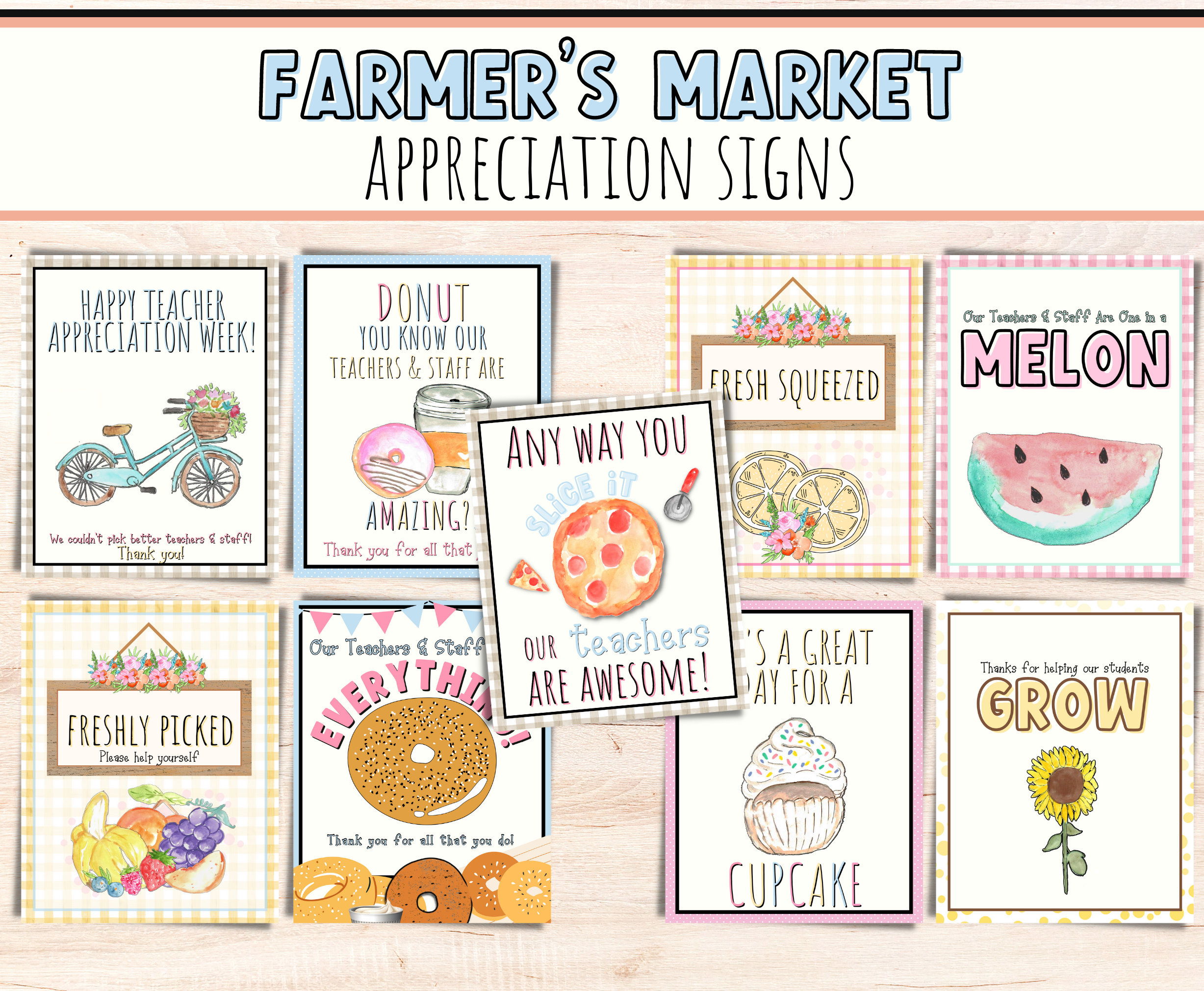 Farmer's Market Theme Teacher Appreciation Week Printable Editable ...